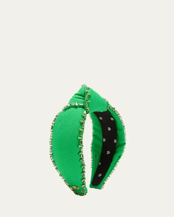 Lele Sadoughi Knotted Headband With Embellishments - Grass Green
