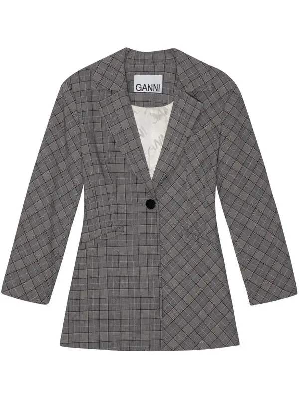 GANNI Check Mix Single-breasted Blazer