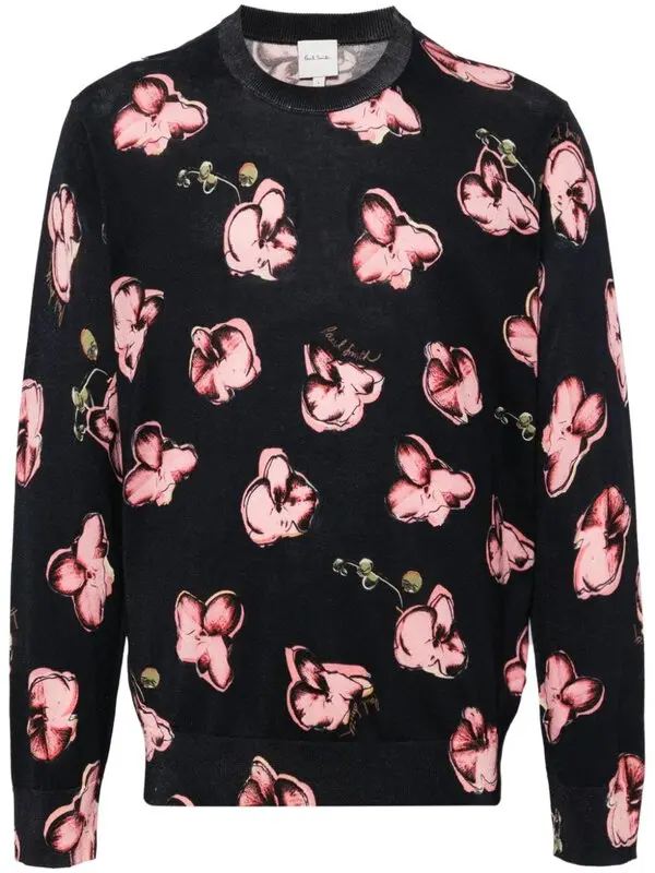 Paul Smith Orchid-print Cotton Jumper
