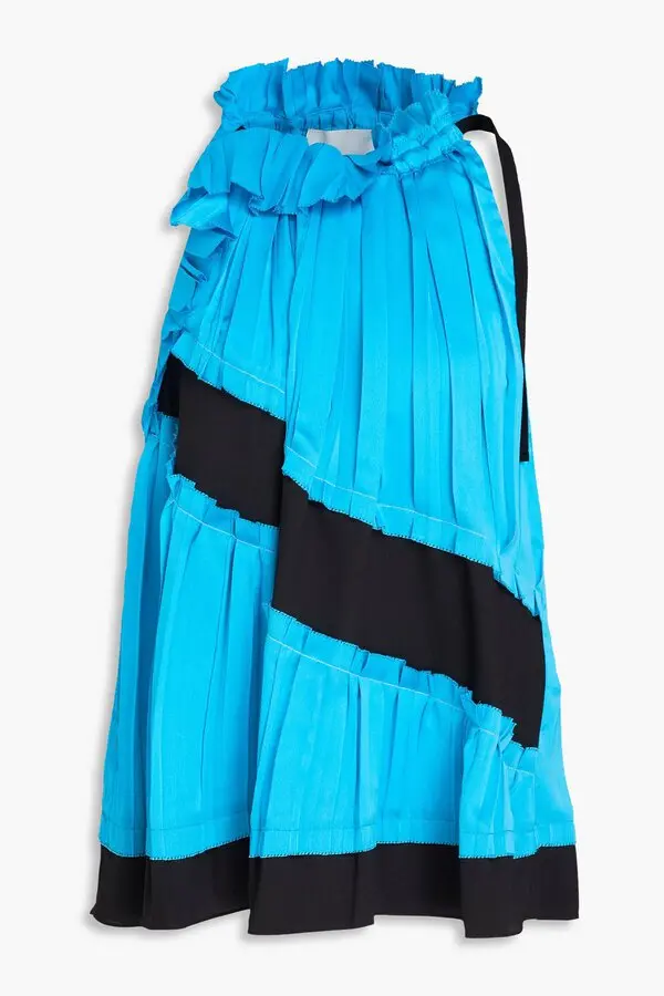 3.1 Phillip Lim Crepe-trimmed Pleated Satin Top