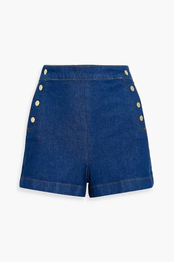 FRAME Snap-detailed Denim Shorts - Mid Denim
