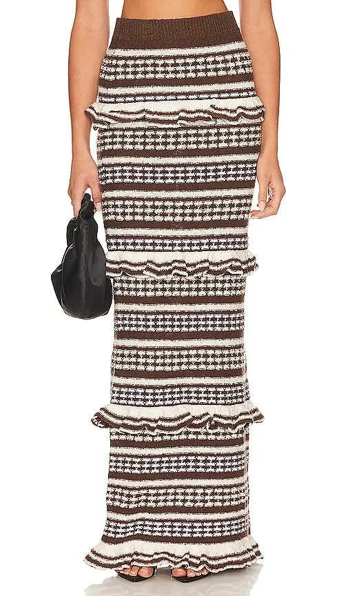 Tularosa Kaely Maxi Skirt - Brown & Ivory