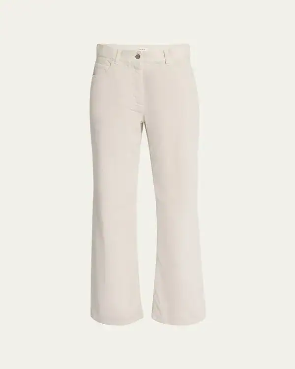 THE ROW Dan Corduroy Straight-leg Pants - Off White | Editorialist