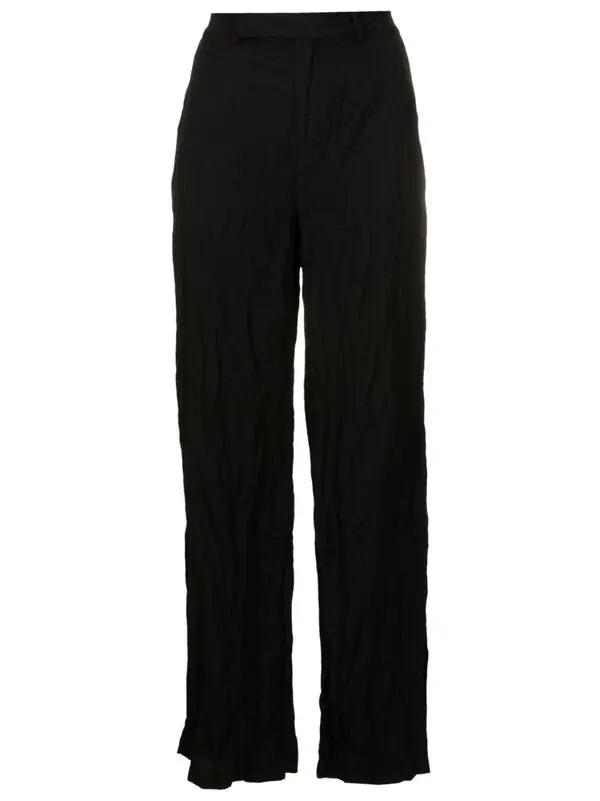 UMA | RAQUEL BLAY Uma | Raquel Davidowicz Crinkled High-waisted Trousers - Black
