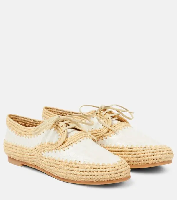 Clergerie Idana Leather-trimmed Straw Brogues