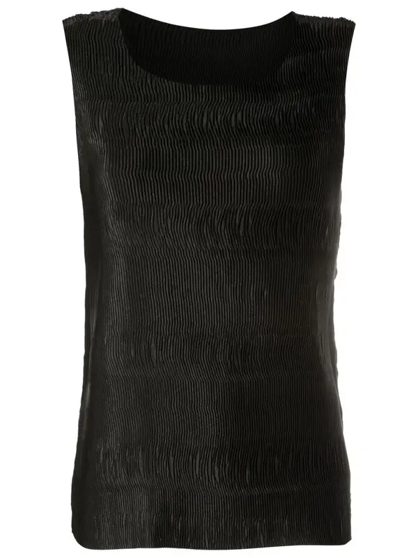 UMA | RAQUEL BLAY Uma | Raquel Davidowicz Plissé-effect Satin Sleeveless Top
