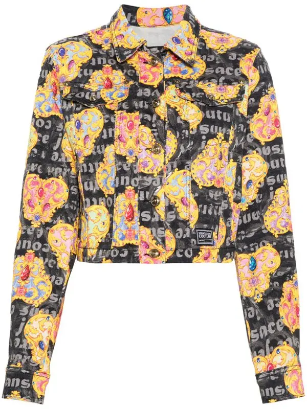 Versace Heart Couture-print Denim Jacket