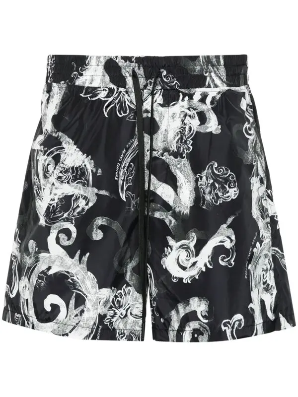 Versace Watercolour Couture-print Track Shorts - Black