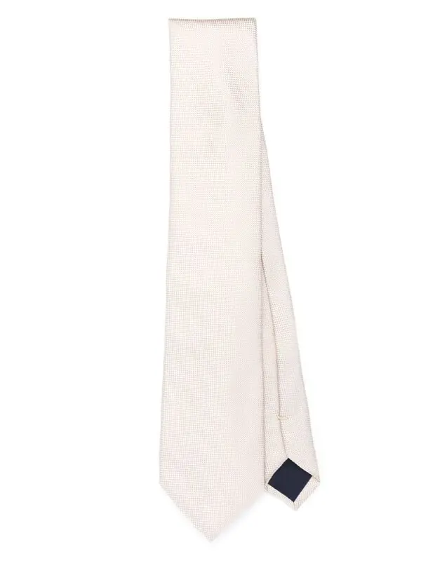 Corneliani Interwoven-design Silk Tie - Neutrals