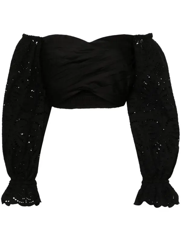 SELF-PORTRAIT Broderie Anglaise Cropped Blouse