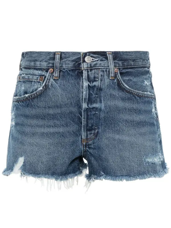 AGOLDE Frayed-edge Denim Shorts