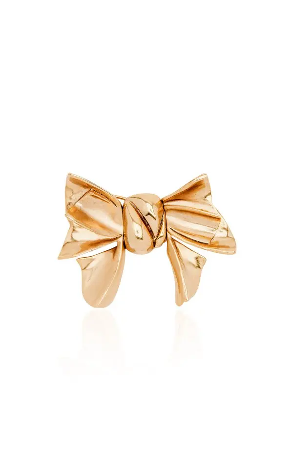 Oscar De La Renta Bow Small Brooch - Gold | Editorialist