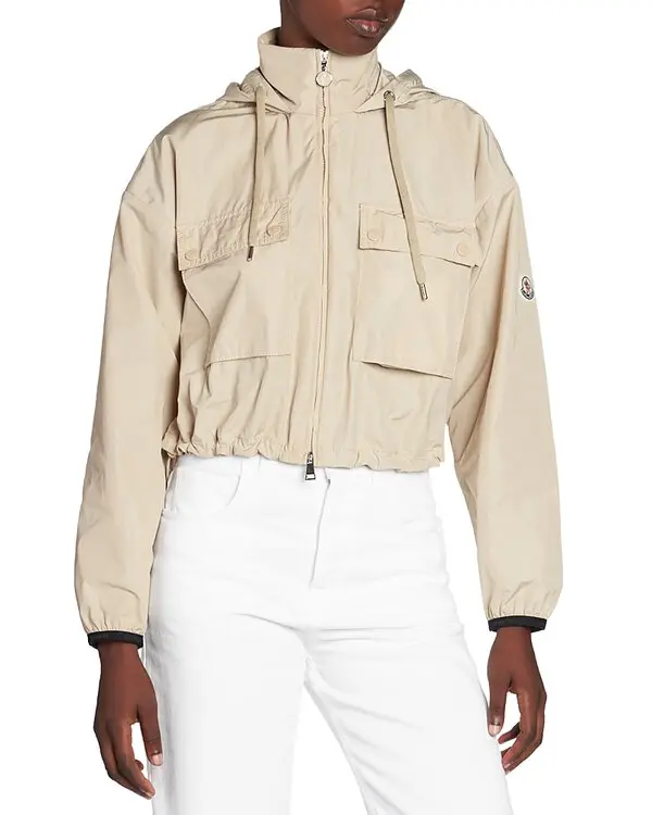 Moncler Leda Hooded Cropped Parka - Beige