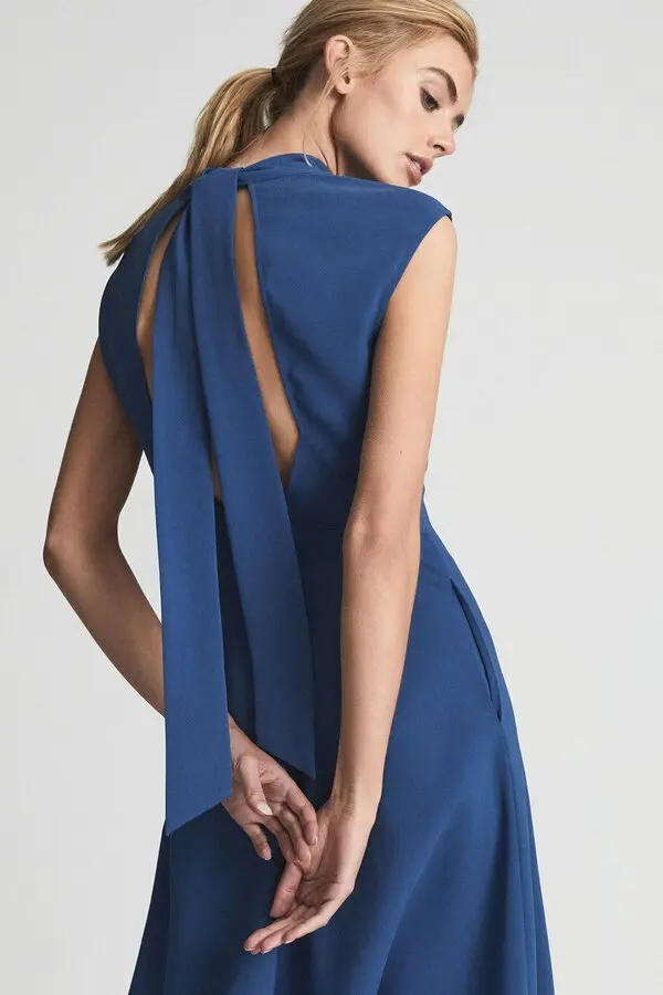 reiss backless dress Reiss Vesper Satin Midi Dress – Bluefly