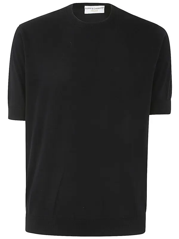 FILIPPO DE LAURENTIIS Short Sleeves Crew Neck Sweater - Blue