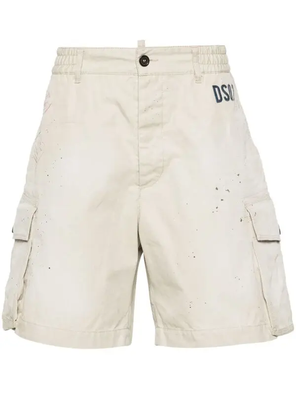 Dsquared2 Paint Splatter-detail Cargo Shorts - Beige