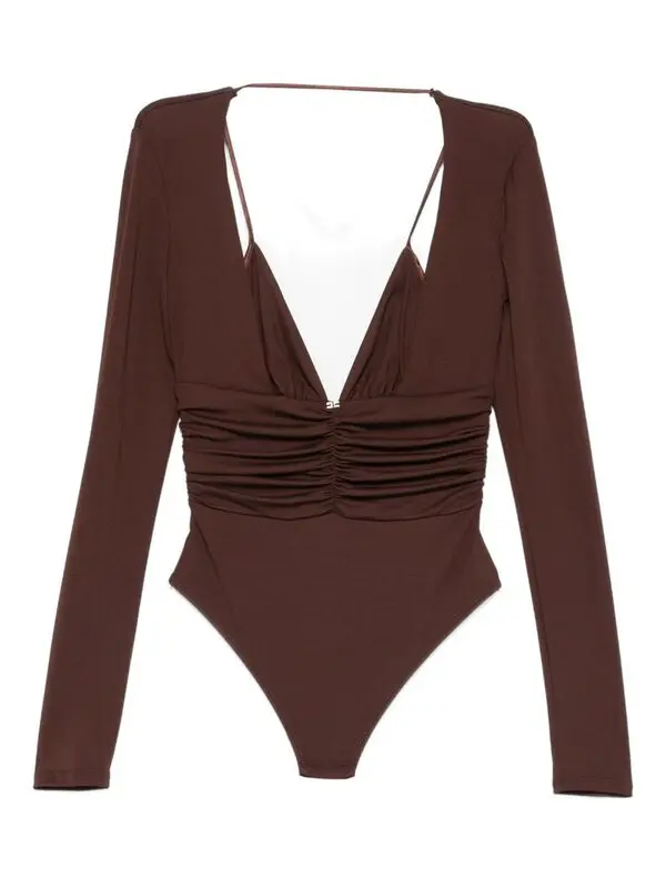 Elisabetta Franchi Ruched Top - Brown