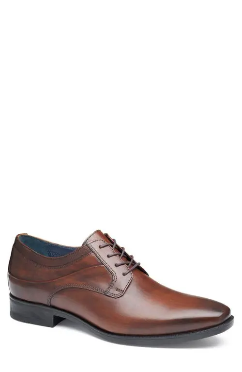Johnston & Murphy Gibbons Plain Toe Derby - Mahogany Full Grain