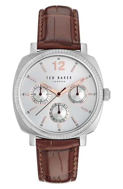 Ted Baker London Chronograph Leather Strap Watch