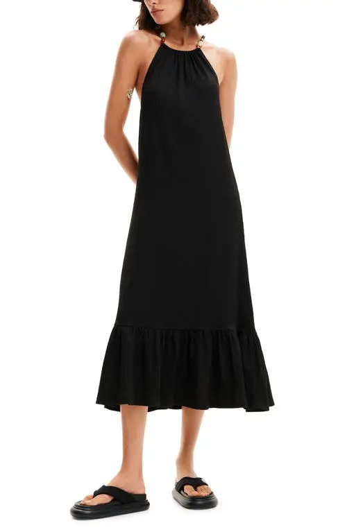 Desigual Beaded Strappy Midi Dress In Black - 56% Off | Editorialist