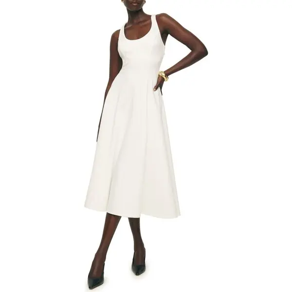 REFORMATION Mikol Pleated Midi Dress - White | Editorialist