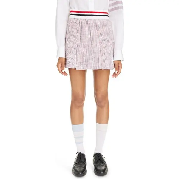 Thom Browne Box Pleat Tweed Miniskirt