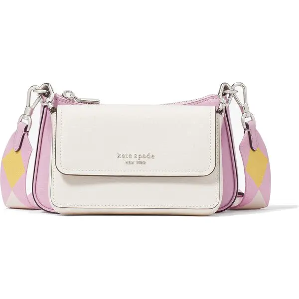 Kate Spade New York Morgan Double Up Colorblock Saffiano Leather Crossbody Bag - Parchment Multi