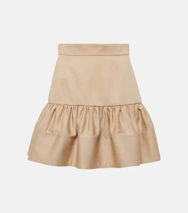 Patou Ruffled Cotton Gabardine Miniskirt - Beige