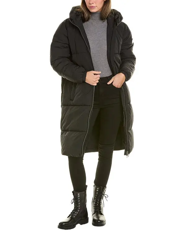 Buy NOIZE Ramona Long Puffer Coat - Black At 57% Off | Editorialist