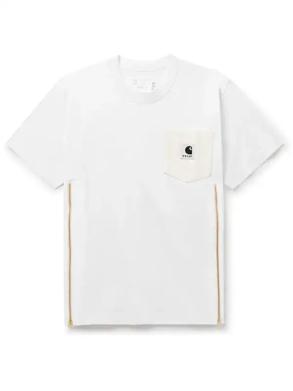 Sacai Carhartt Wip Zip-Detailed Logo-AppliquéD Canvas-Trimmed 