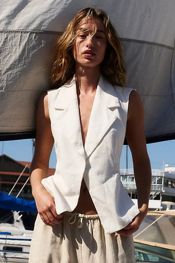 Free People Alexandra Suit Vest - White | Editorialist