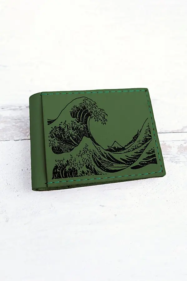 GIVING BRACELETS Leather Bifold Wave Wallet - Green