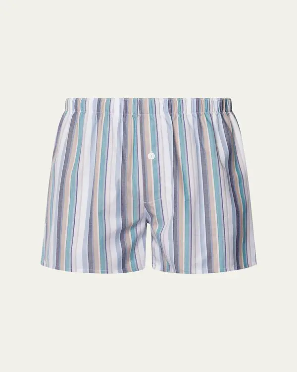 Hanro Multi-stripe Boxers - Atlantic Stripe