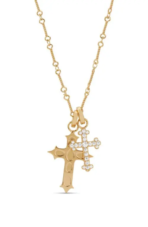 Lili Claspe Double Cross Necklace Gold Editorialist
