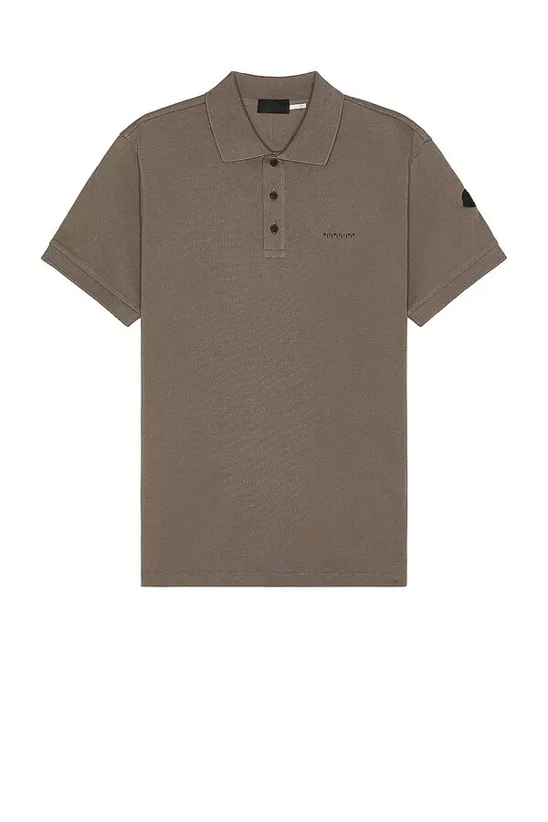 Moncler Short Sleeve Polo In Taupe