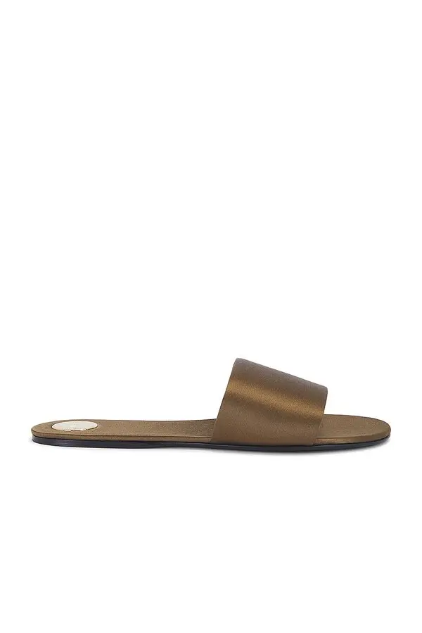 Saint Laurent Carlyle Flat Slide - Khaki