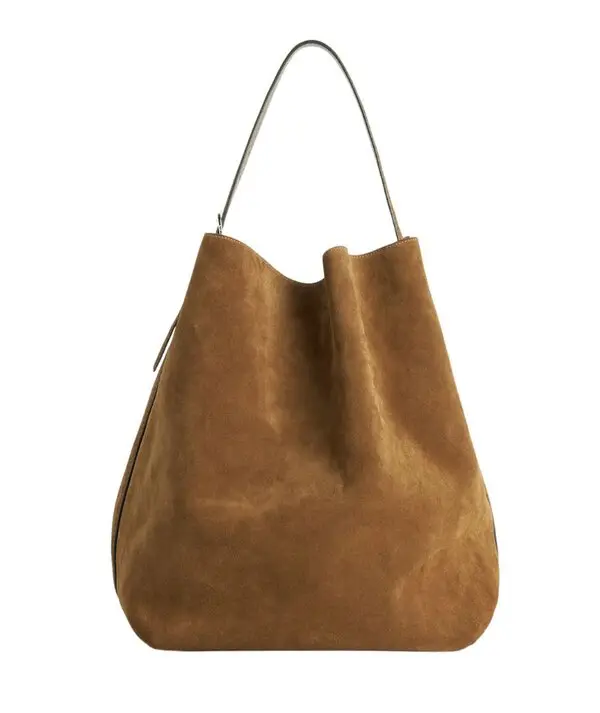TOTÊME Belted Suede Tote - Tan