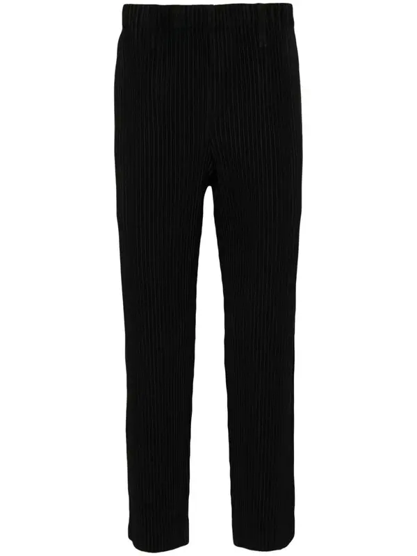 Issey Miyake Basics Plissé Tapered-leg Trousers - Black