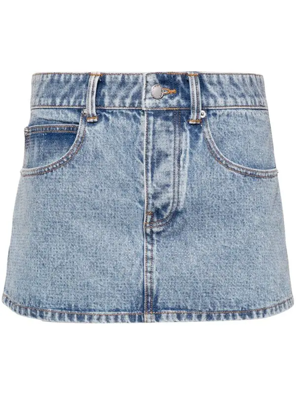 Alexander Wang Rhinestone Denim Mini Skirt - Blue