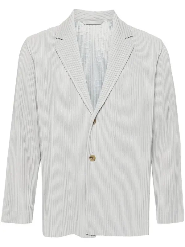Issey Miyake Plissé-effect Single-breasted Blazer - Grey