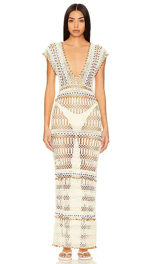 Tularosa Skylar Beaded Dress In Cream In Off White - 73% Off | Editorialist