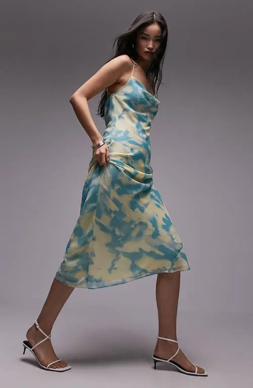 Topshop Abstract Print Georgette Midi Dress