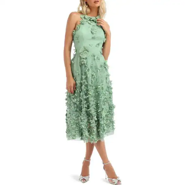 helsi camilla halter 3d floral midi dress Buy Appliqué - Sage At 45% Off OG SpiritHood