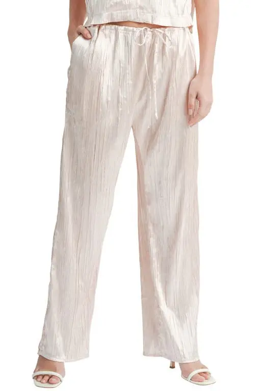 ALL IN FAVOR Plissé Wide Leg Satin Pants