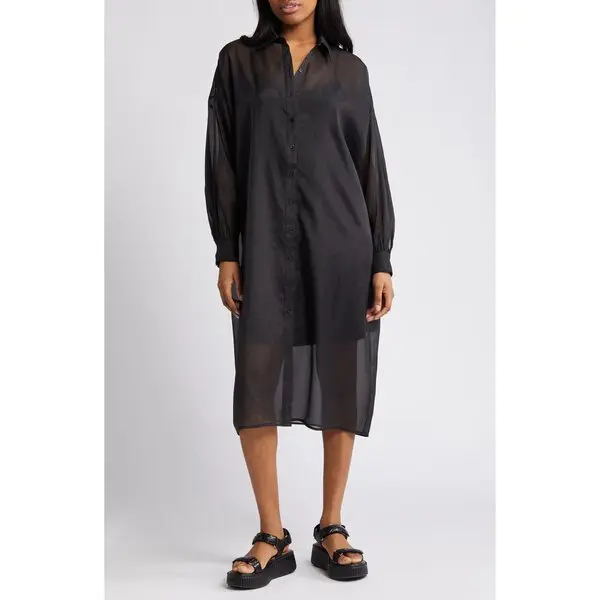 DRESSED IN LALA Semisheer Shirtdress