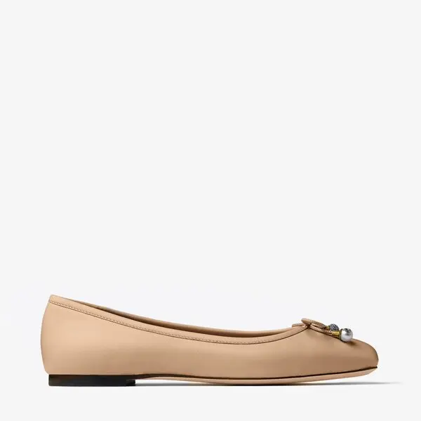 JIMMY CHOO Elme Nappa Leather Ballerina Flats