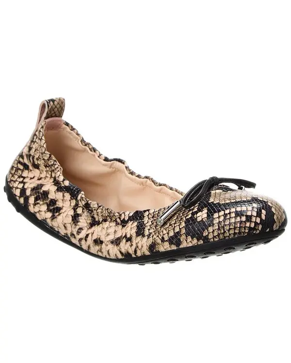 Buy TOD'S Tod’s Snake-embossed Leather Flat - Beige At 54% Off ...