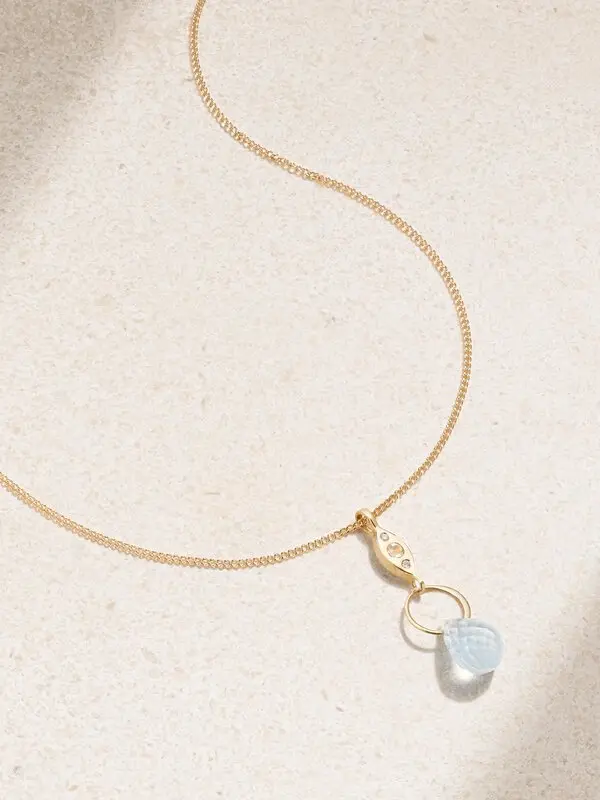 MELISSA JOY MANNING 14-karat Recycled Aquamarine And Diamond Necklace - Gold