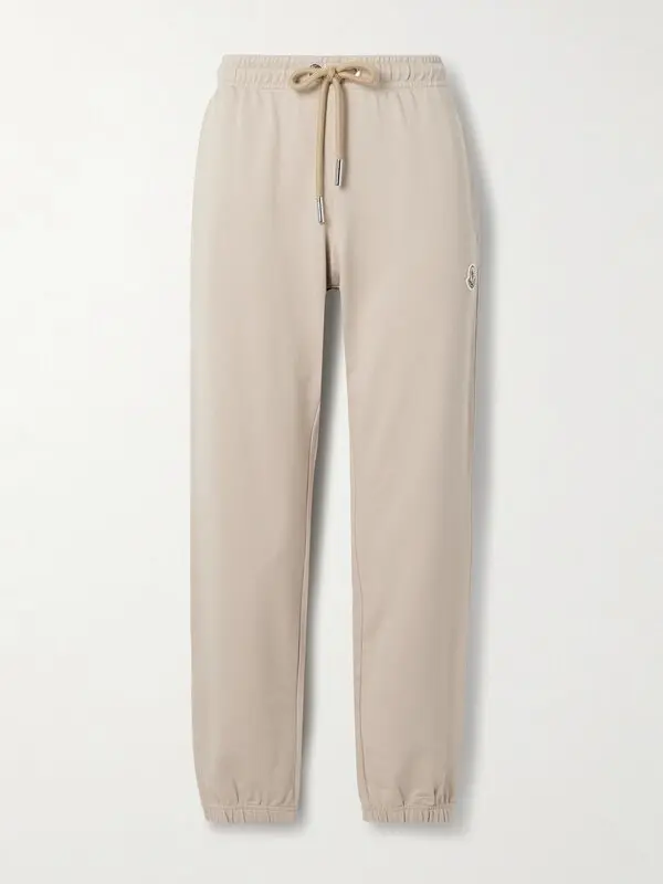 Moncler Appliquéd Cotton-jersey Tapered Track Pants
