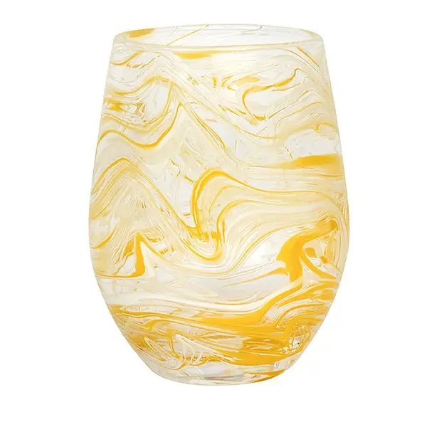 JULISKA Puro Marbled Stemless Wine Glass - Yellow